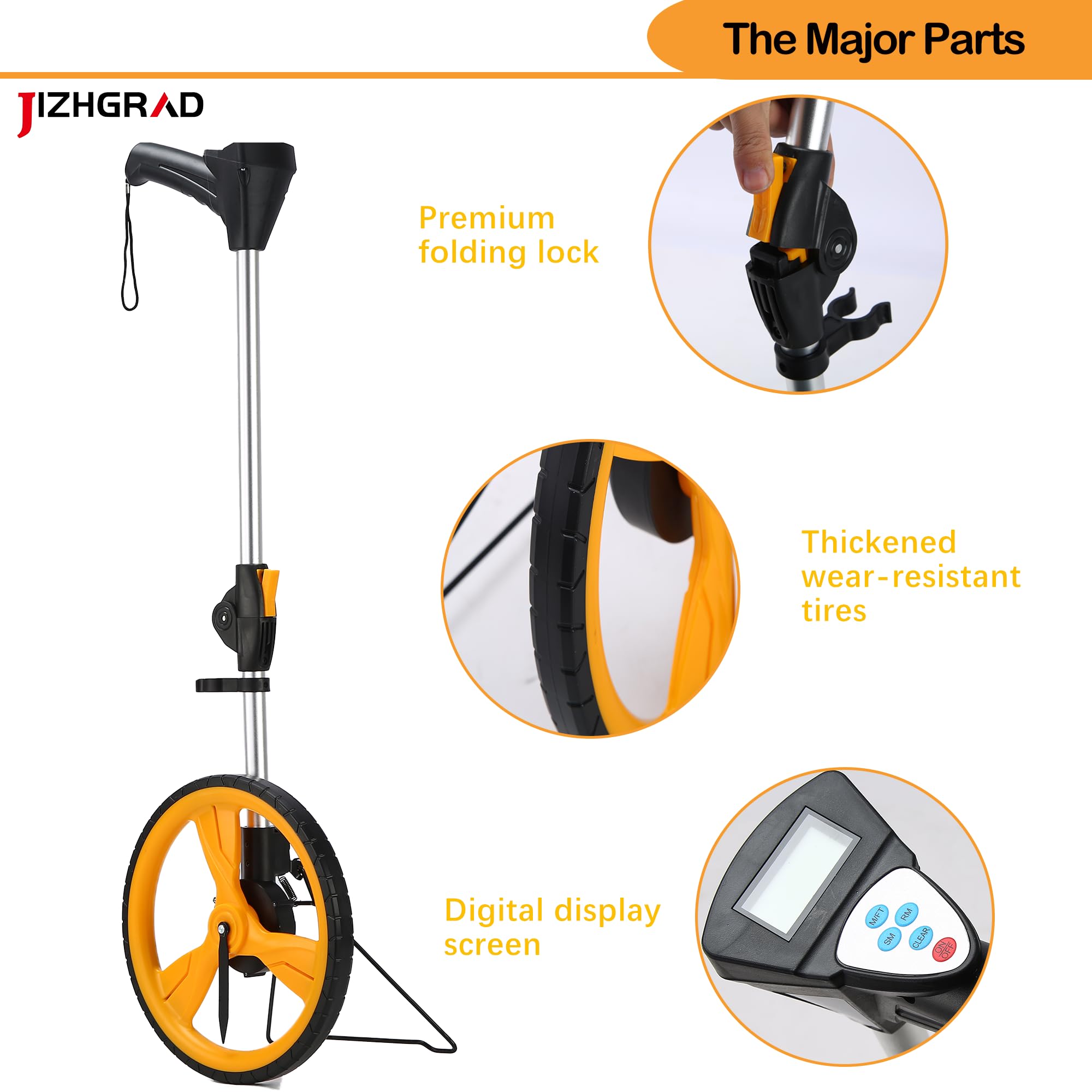 JIZHGRAD Measuring Wheel Digital Display ±0.3% High Accuracy, 12.5 ...