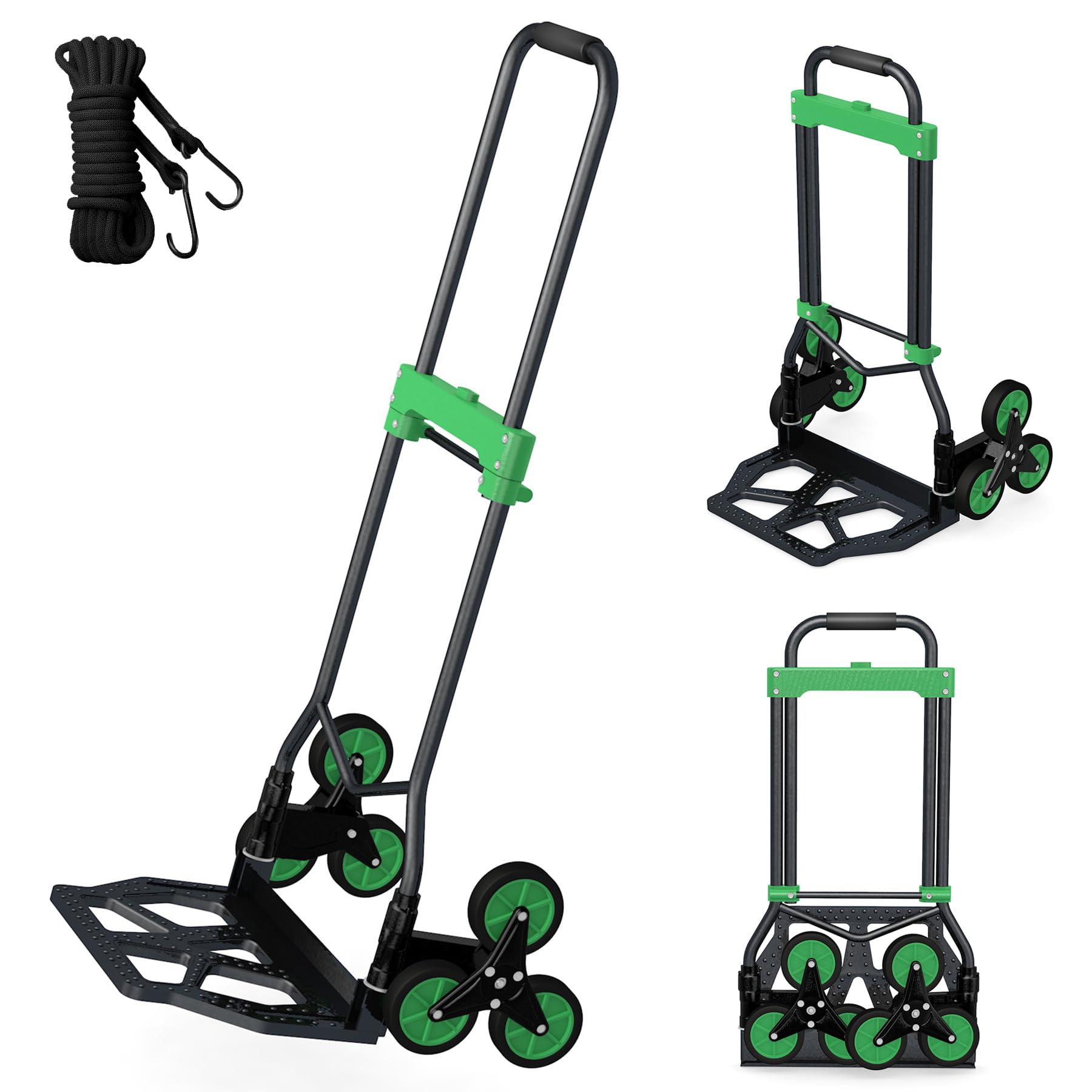Heavy-Duty 330LB Capacity Hand Truck with Stair-Climbing Wheels & One ...