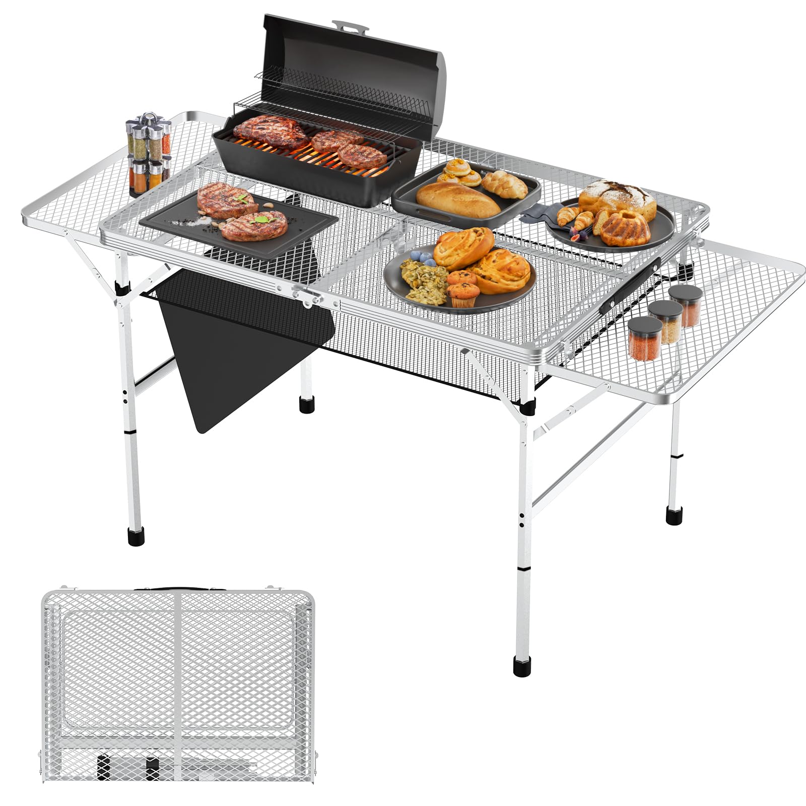 Folding Table with 2 Wing Panels,WildFinder 3x2 FT Camping Table with ...