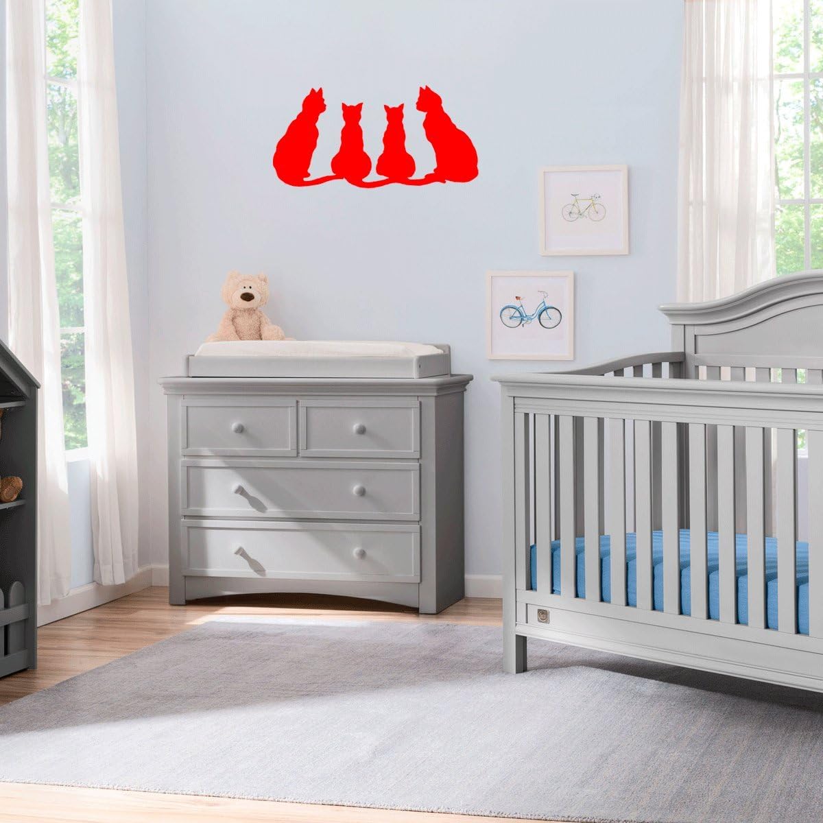 Amazon 2x Nursery Series 4 Cats Watching Sticker For Cribs 