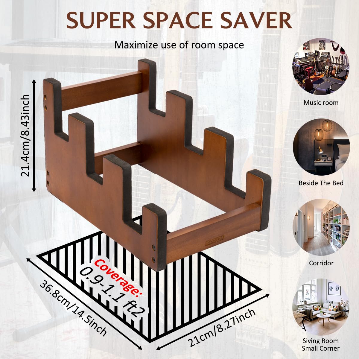 Mua STRICH Wooden Guitar Stand for Multiple Guitars, 3-Holder, Front ...