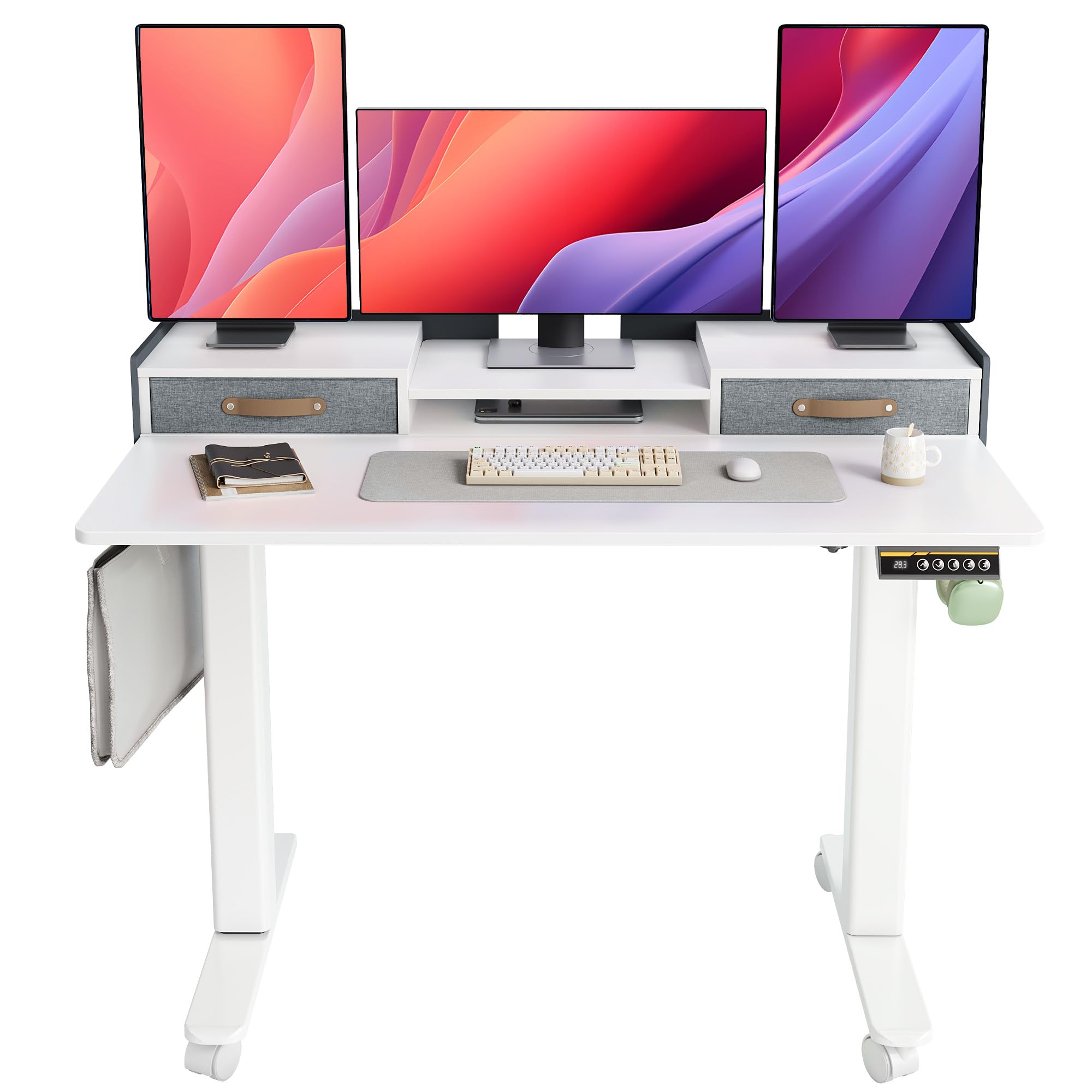 YDN Electric Standing Desk with Drawers, Adjustable Height Stand Up ...