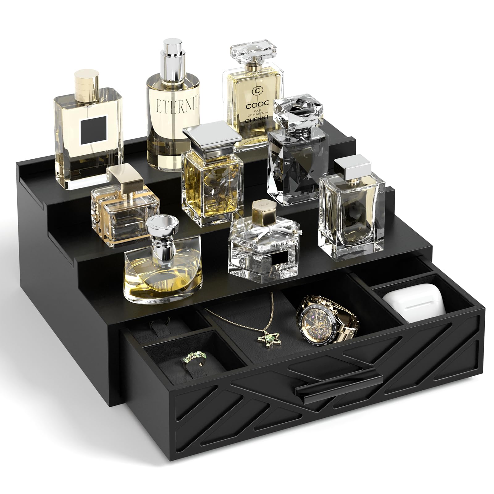 Cologne Organizer for Men, 3 Tier Perfume Organizer with Velvet Lining ...