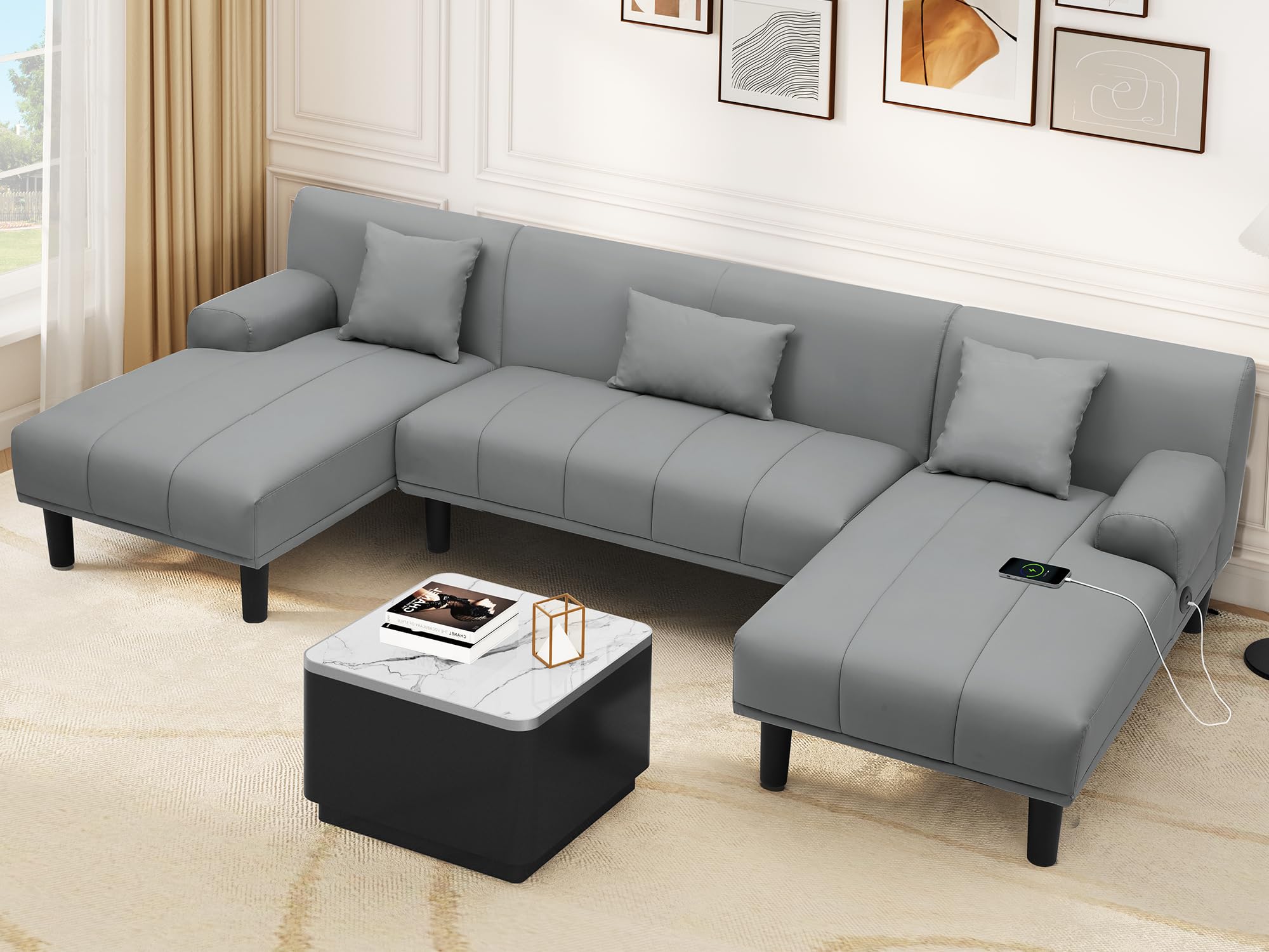 YITAHOME Sectional Couches for Living Room, U Shaped Sofa Faux Leather ...