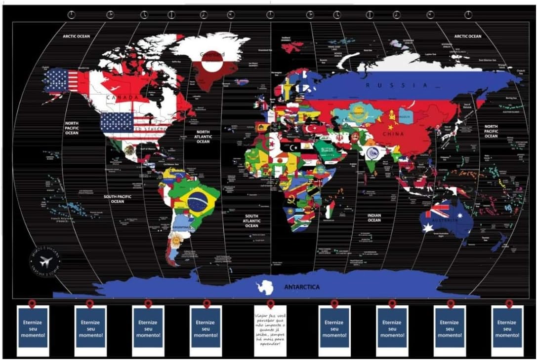 MAPA RASPADINHA MAPA DO MUNDO DE RASPAR BANDEIRAS DELUXE TAMANHO GRANDE ...