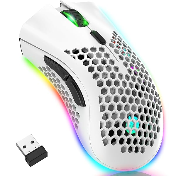 Wireless Lightweight Gaming Mouse, Ultralight Honeycomb Mice with RGB ...