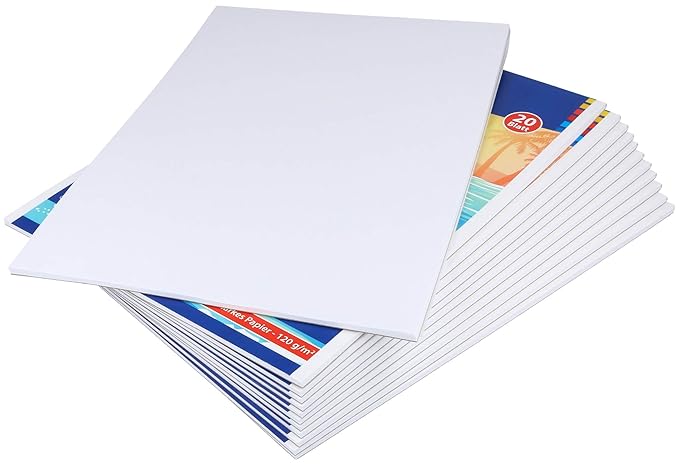 COM-FOUR® 12 DIN A4 Drawing Blocks with 20 Sheets Each and Extra Strong ...