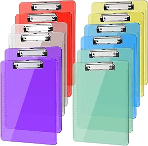Amazon.com : MIAHART 12PCS Plastic Clipboards A4 Letter Size Clipboard ...