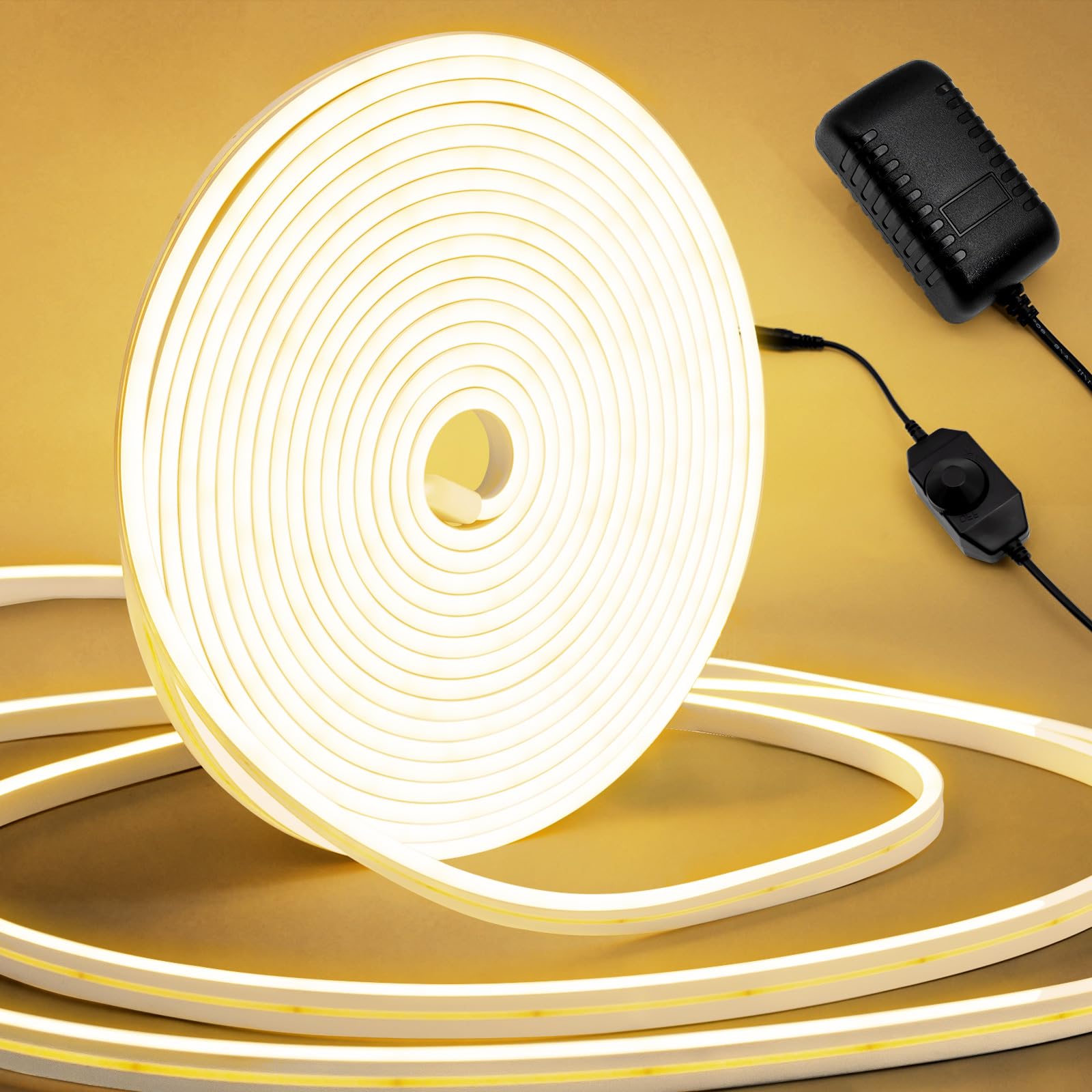 LED Neon Rope Lights, 32.8Ft Warm White Dimmable Led Strip Lights, DIY ...