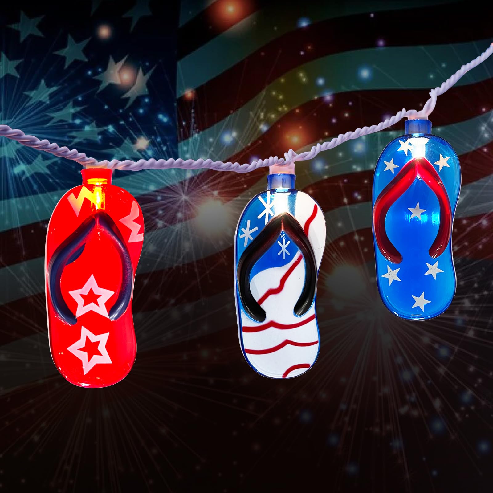Independence Day Tricolor Slipper String Lights, 8.5Ft Red White and ...