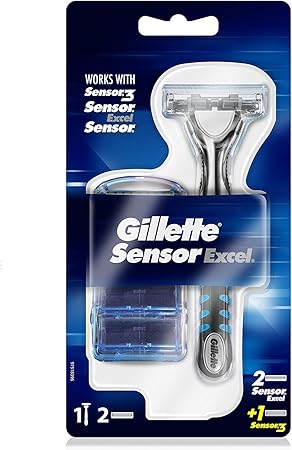 Gillette Sensor Excel Twin Blades Safety Razor + 2 Blades: Amazon.fr ...
