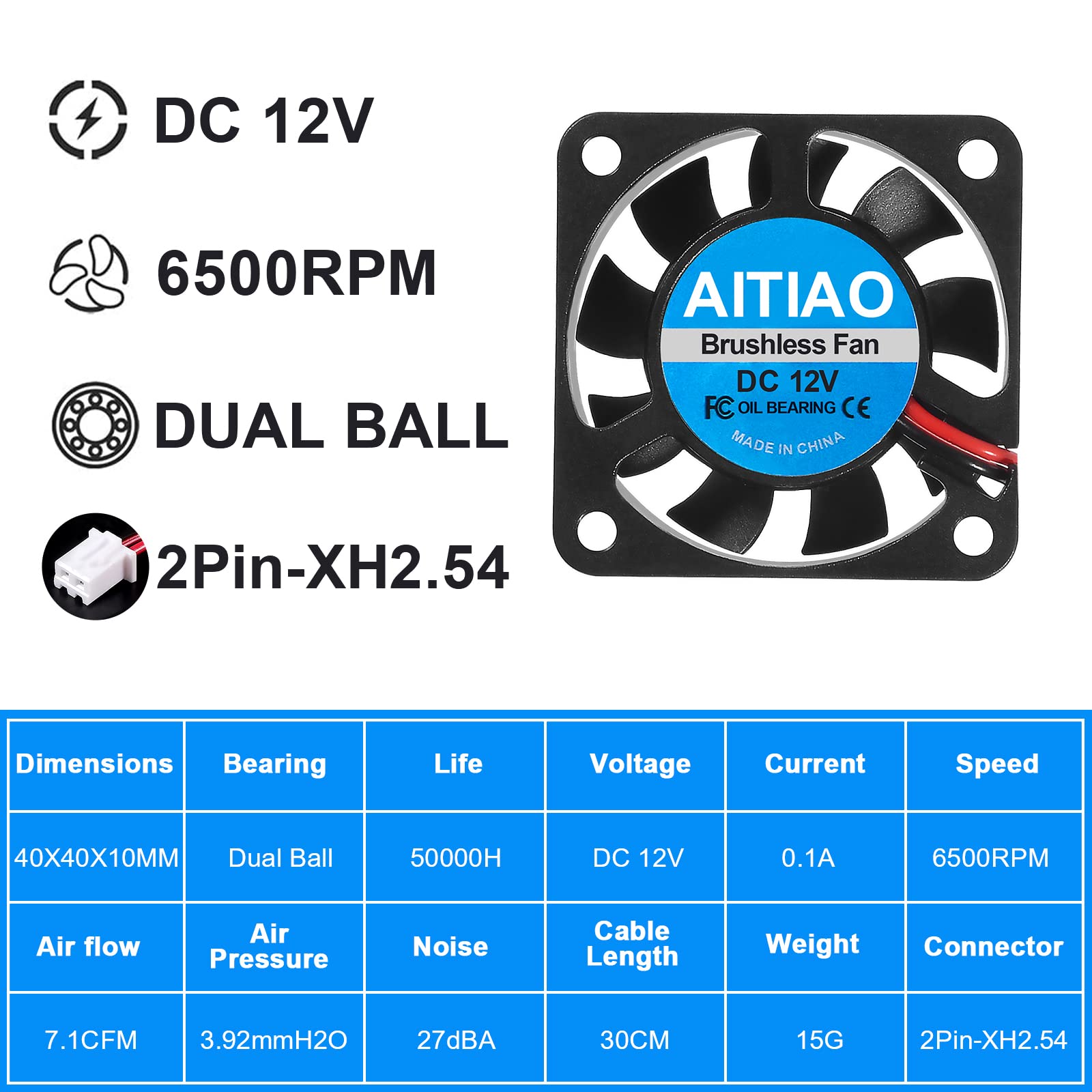 Mua 6Pcs 4010 Fan Blower DC 12V Mini Brushless Cooling Fans 40x40x10mm ...