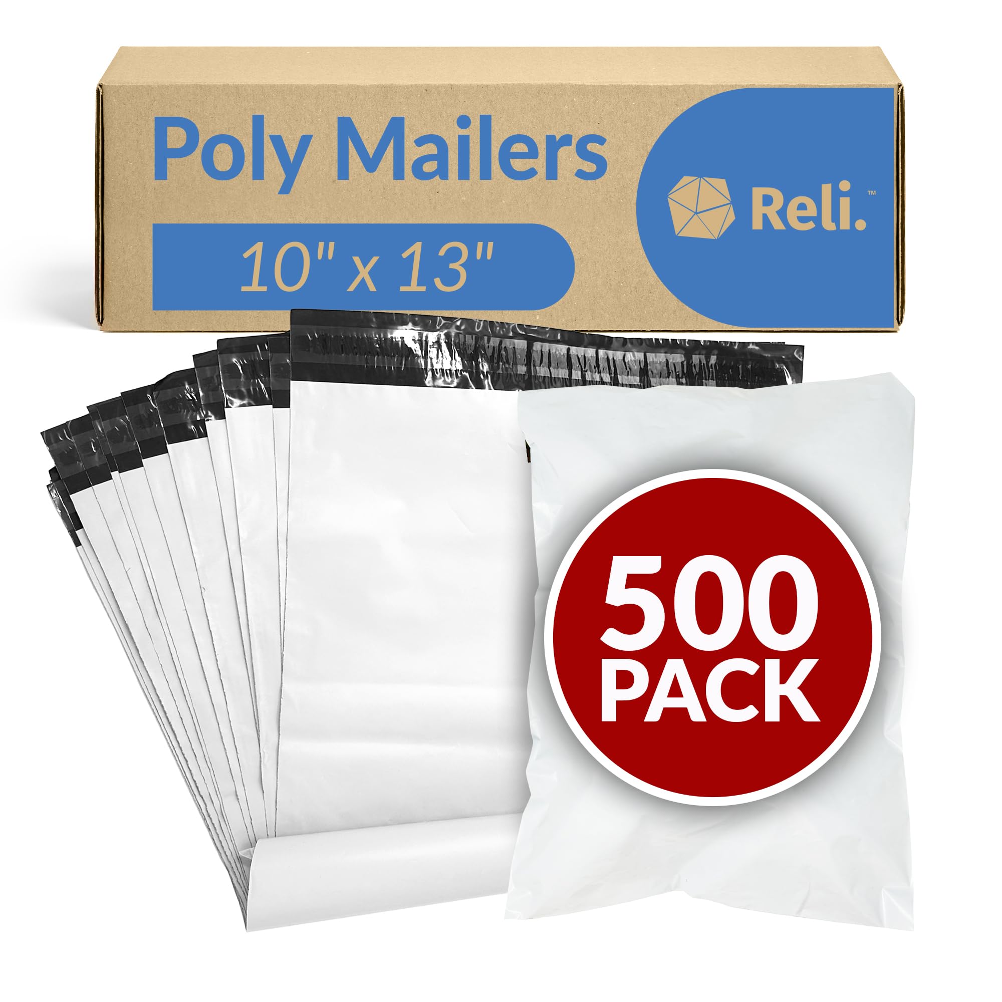 Reli. Poly Mailers 10x13 | 500 Pcs Bulk | Envelopes | White Packaging ...