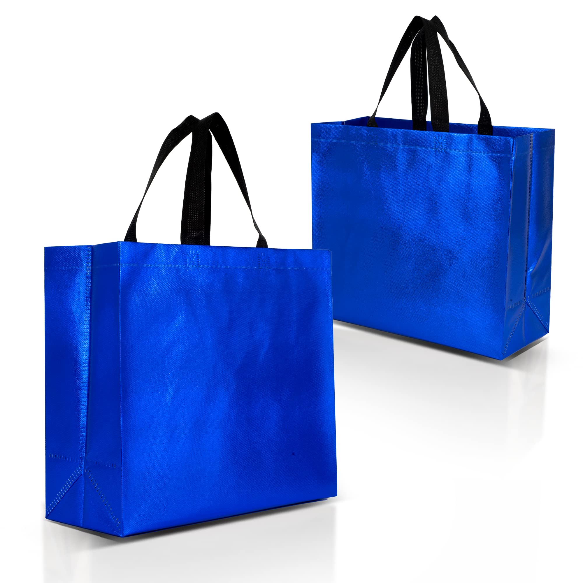 Nush Nush Blue Gift Bags Large Size – Set of 12 Shiny Blue Reusable ...