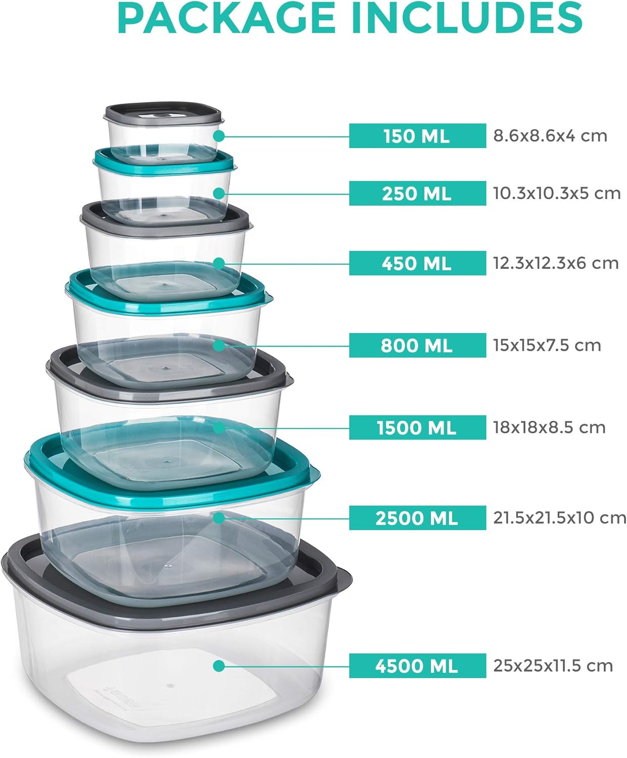 FiNeWaY 7pc Nesting Stackable Food Storage Containers Box with Airtight ...