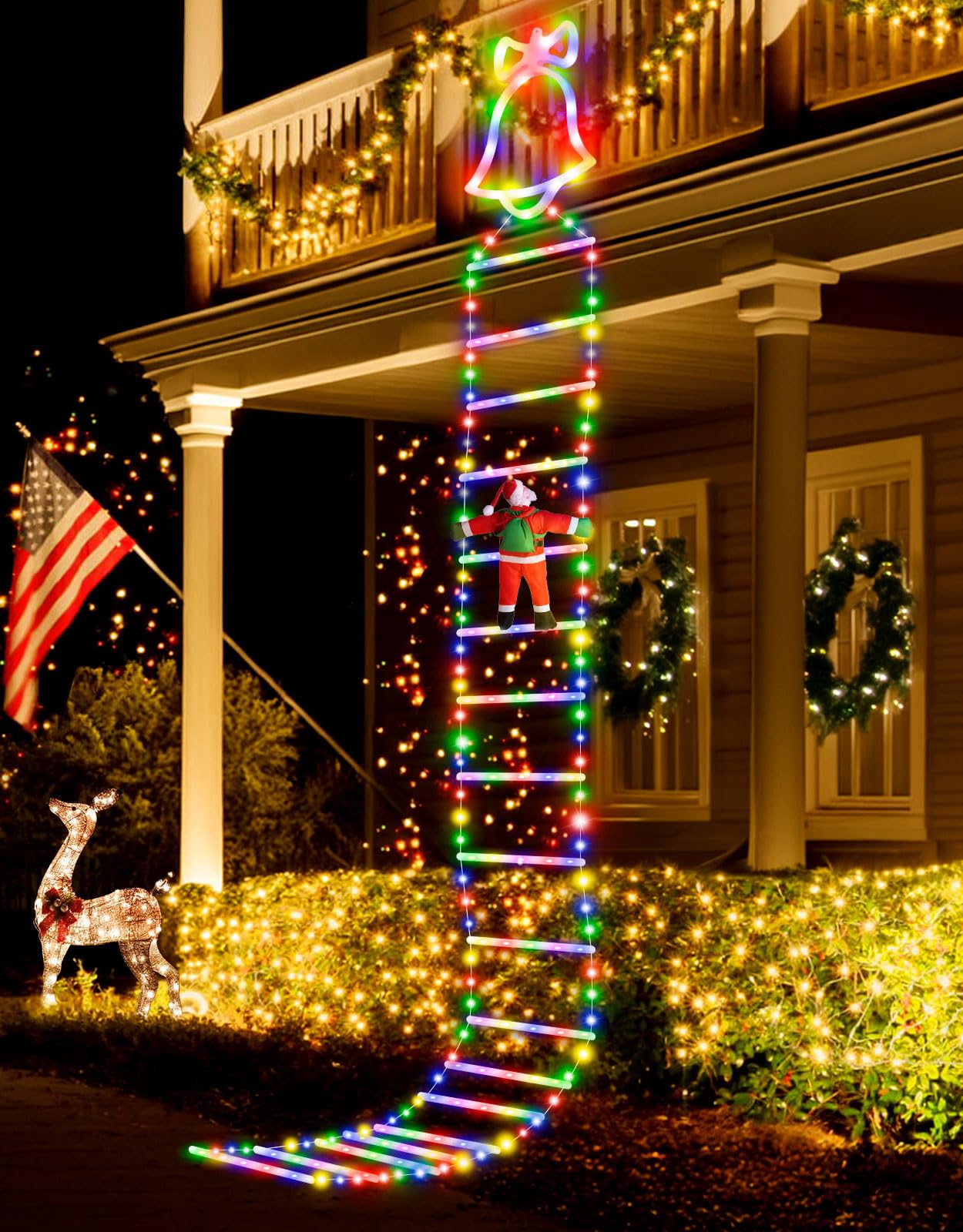 Eambond Christmas Decorations Outdoor Ladder Lights with Santa Claus ...