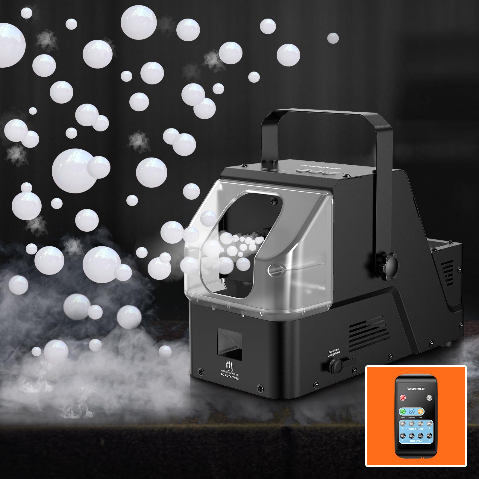 Wisdomlit Machine, 3-in-1 Bubble Fog Machine, 450W Bubble Fogger with ...