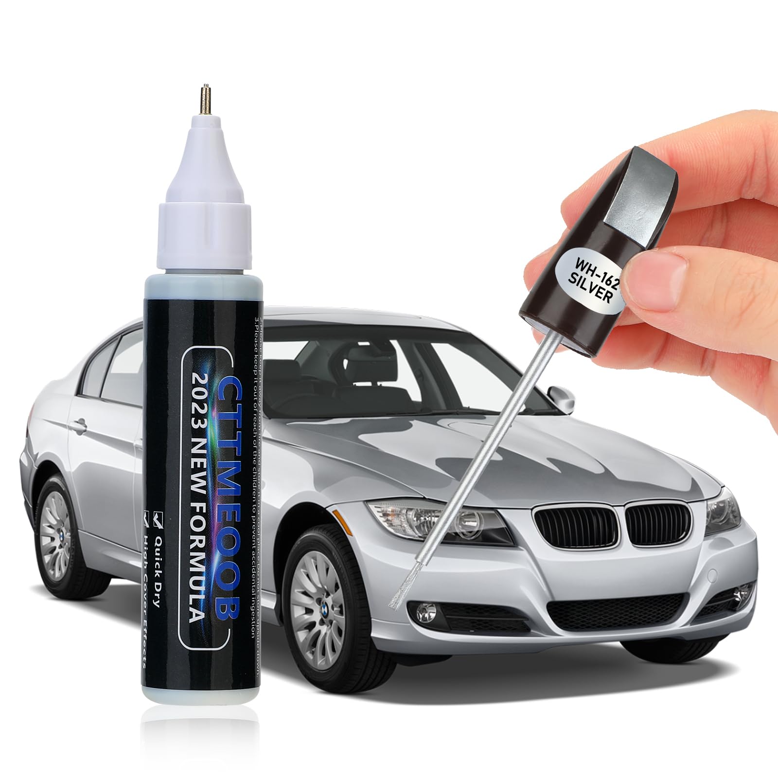 Silver Touch Up Paint for Cars, Two-In-One Car Paint Scratch Repair Pen ...
