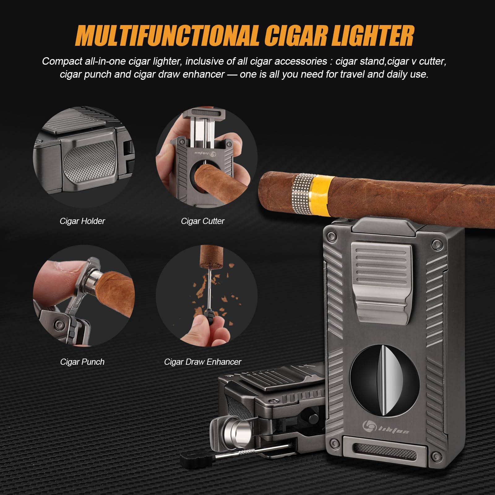 Mua LIHTUN Cigar Humidor and Cigar Lighter Kit, Cedar Wood Cigar Case ...