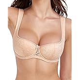 HACI Women's Sexy Balconette Bra Demi Half Cup Scoop Neck Push Up Lightly Padded Shelf Underwire ...