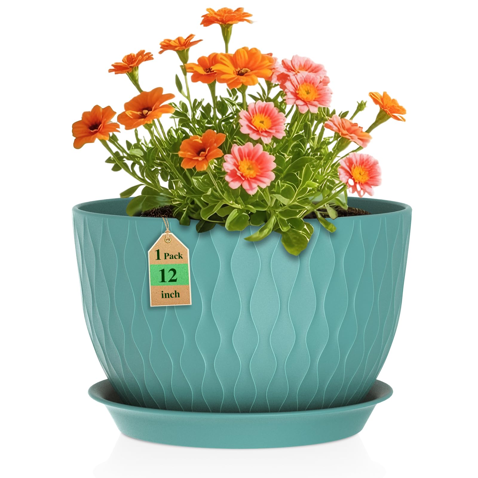 WSMKSZ 12 Inch Large Plant Pots for Indoor or Outdoor Plants, Wide ...