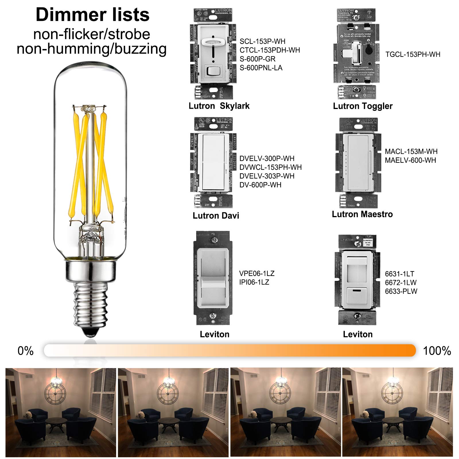 Mua LiteHistory E12 led bulb Dimmable 4W equal 40W led candelabra bulb daylight 5000K clear T6 ...