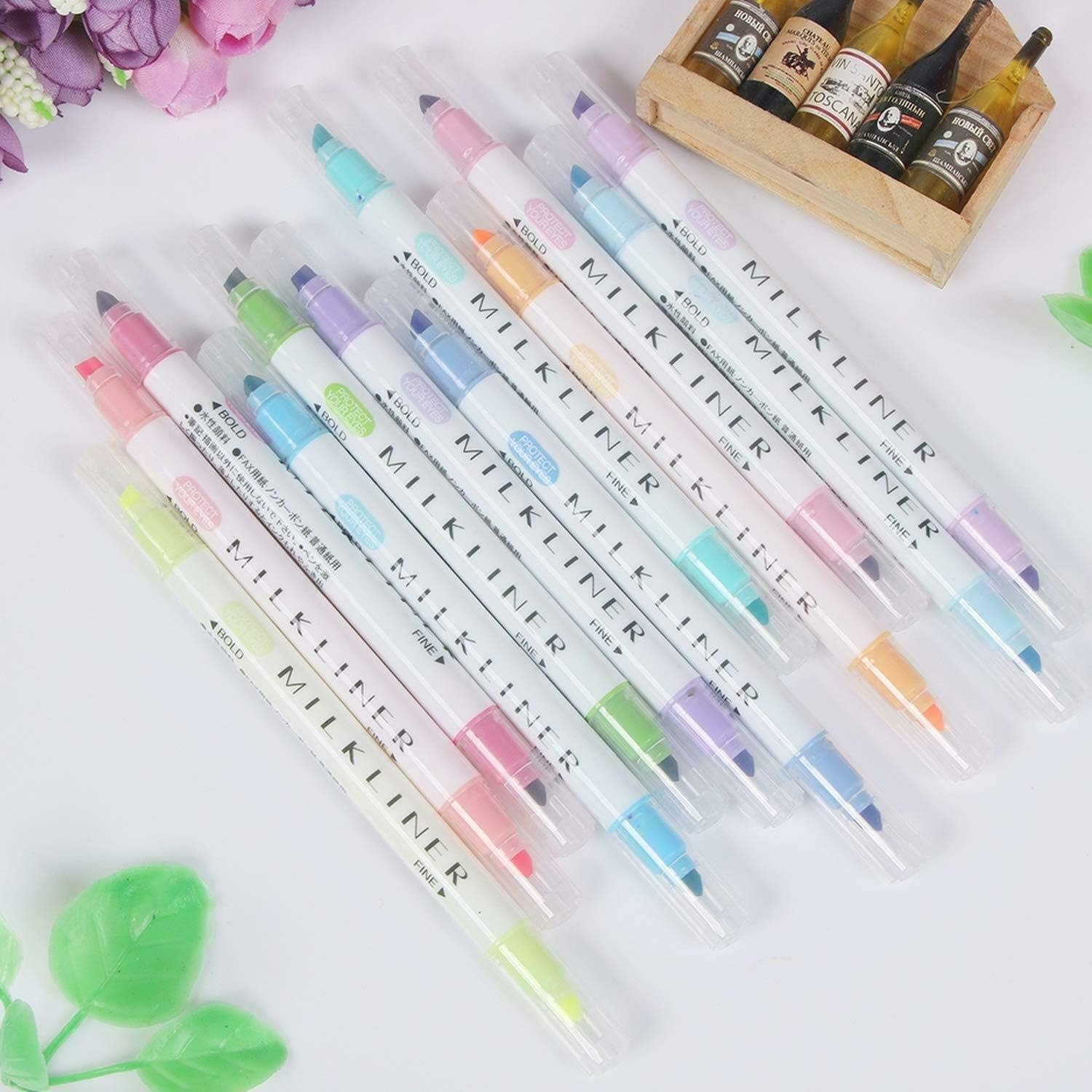 12 X Stylos surligneur, Milkliner Highlighter Marker - Bout rond à ...