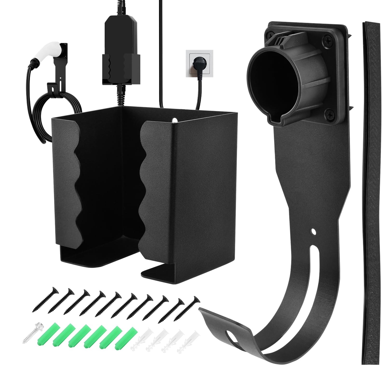 NINEFOX Ev Charger Holder Wall Mount, Ev Charger Holder Set, with J ...