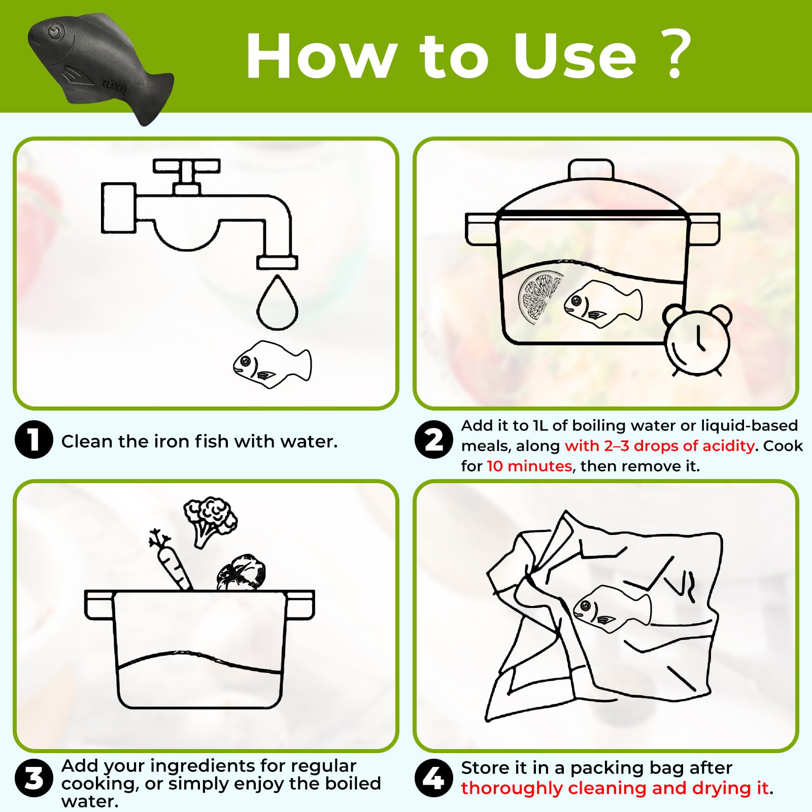 Mua Iron Fish, 2 Pack Iron Fish for Iron Deficiency, A Natural Source ...