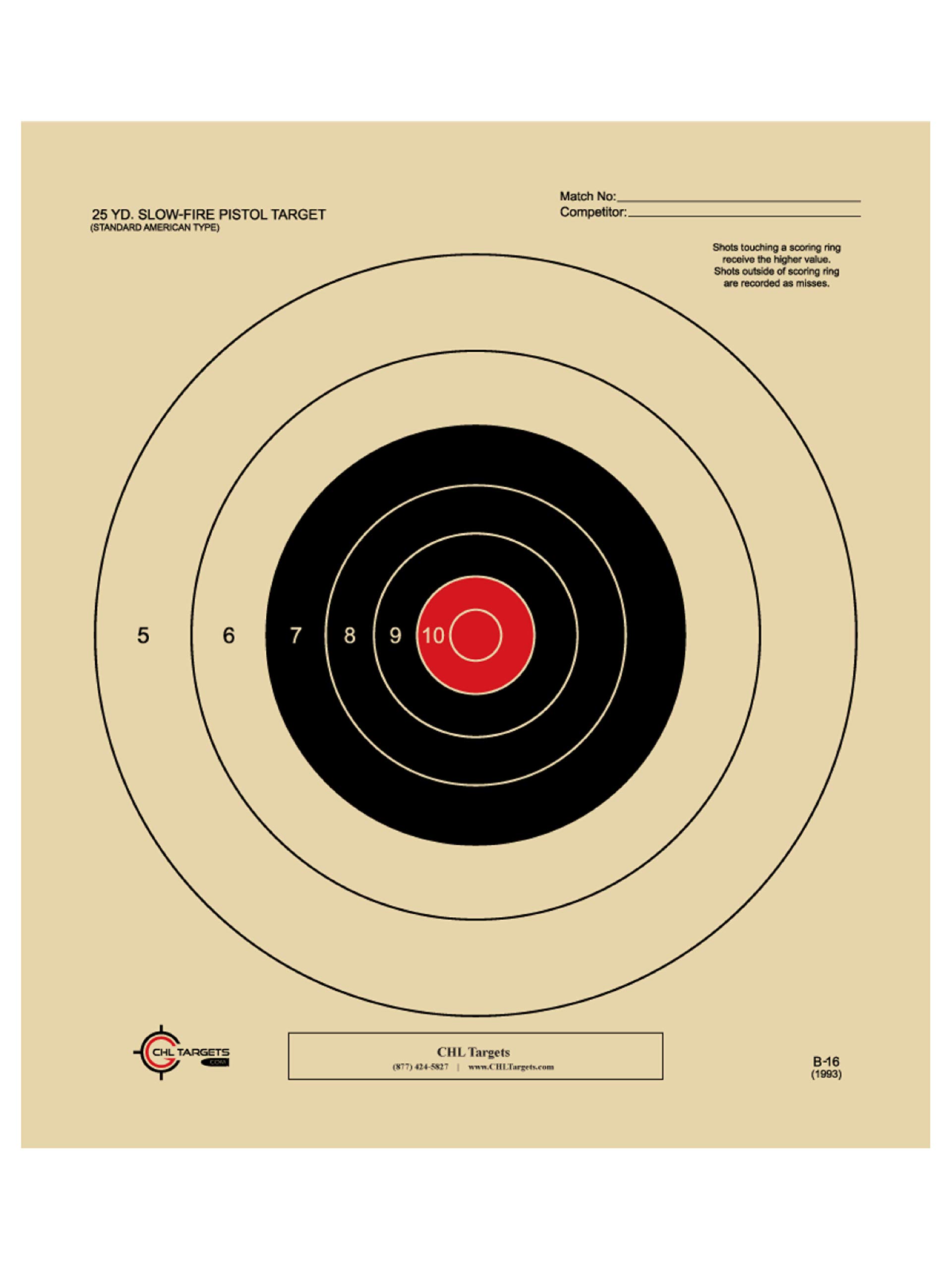 25 Yard Slow Fire Pistol Target, Official NRA Target B-16, Bullseye ...