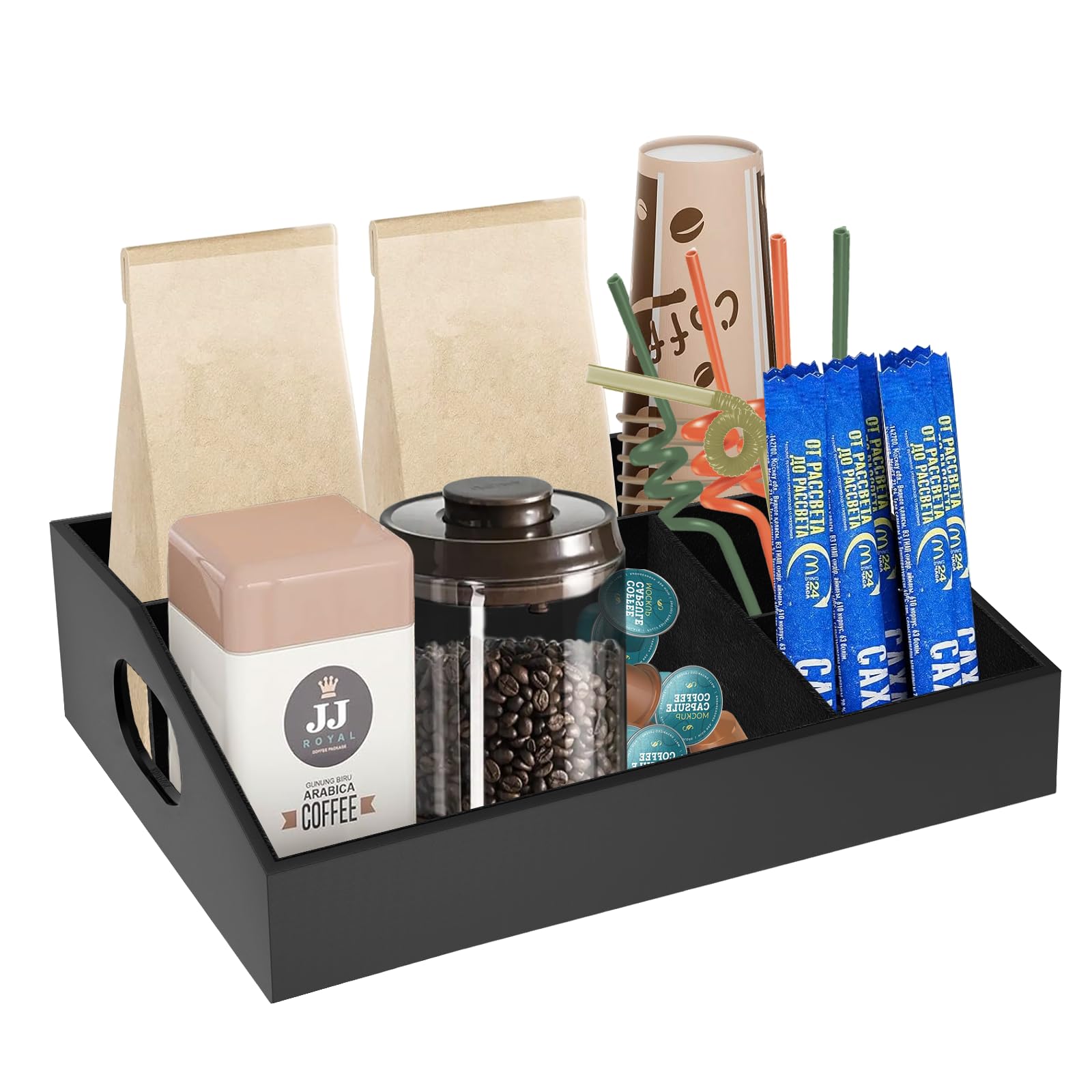 LWSFF Coffee Station Organizer,New Upgrade PU Leather & Plush Coffee ...