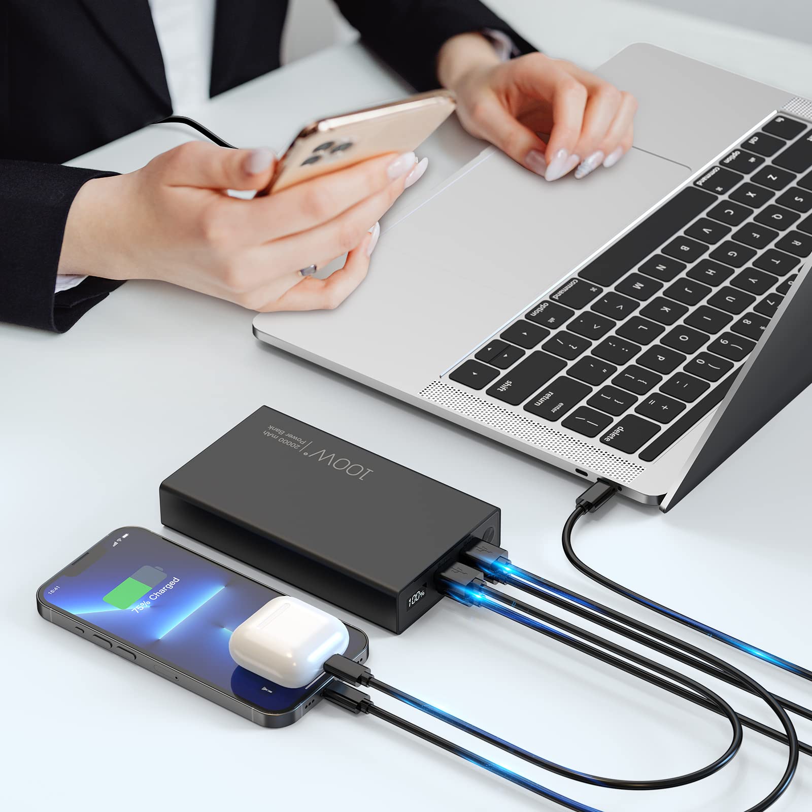 Laptop Power Bank 100W USB C 20000mAh Portable Laptop Charger Super ...