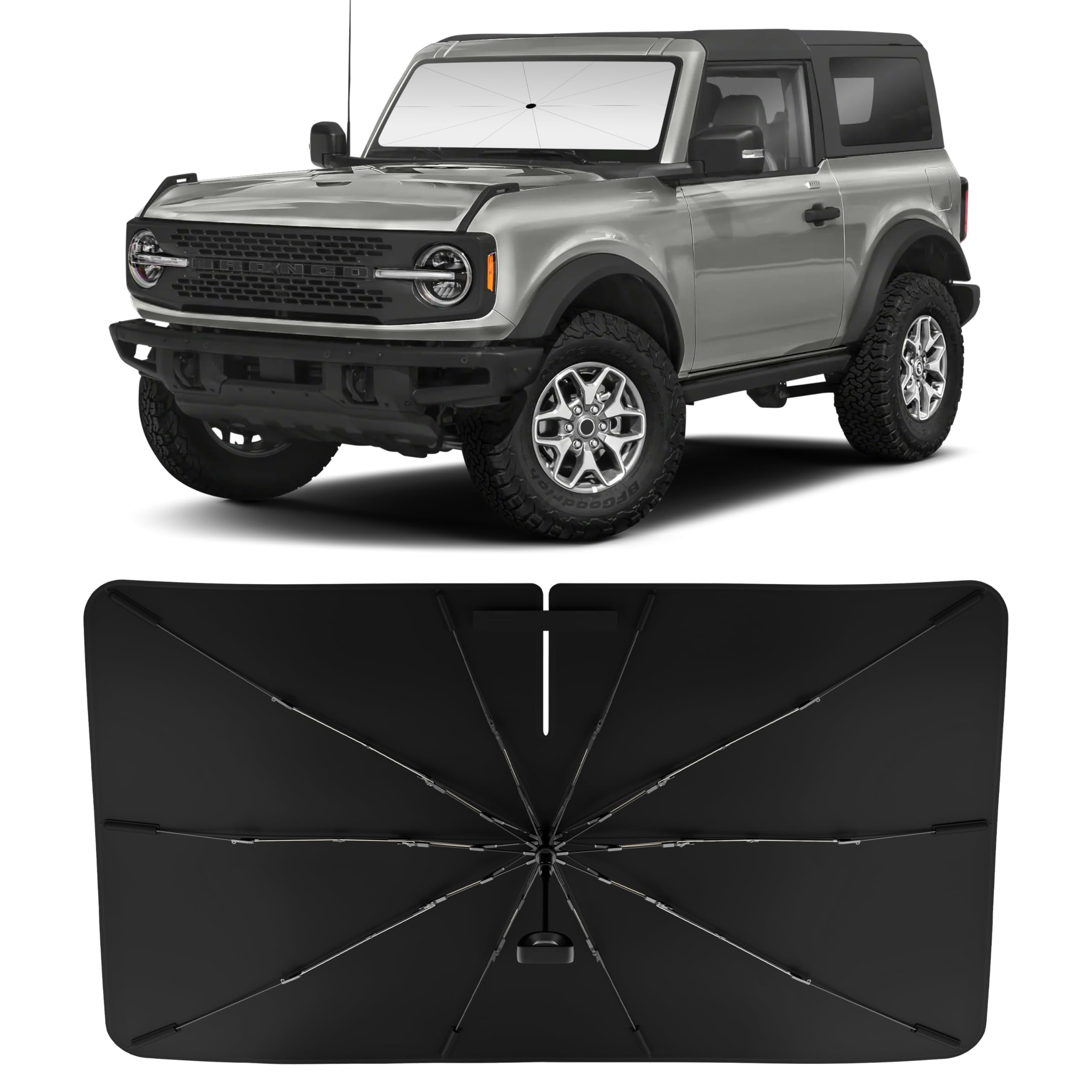 INSAUTO Windshield Sun Shade Umbrella for Ford Bronco 2021-2025 (Bronco ...