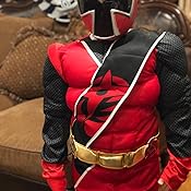 Amazon.com: Power Rangers Ninja Steel Muscle Costume, Red, Large (10-12 ...