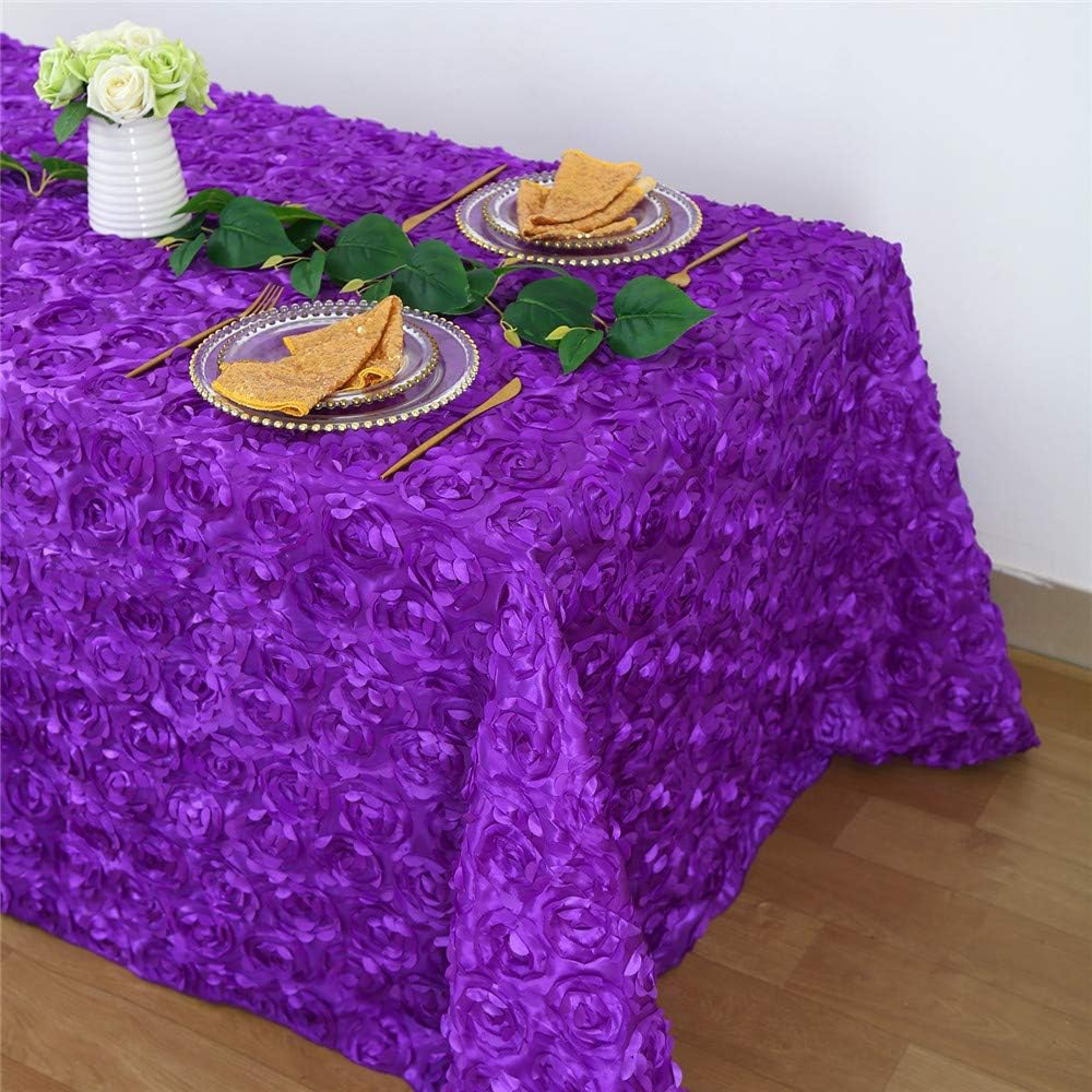 Amazon.com: Fanqisi Rosette Tablecloth 50"x102" Purple 3D Rosette ...