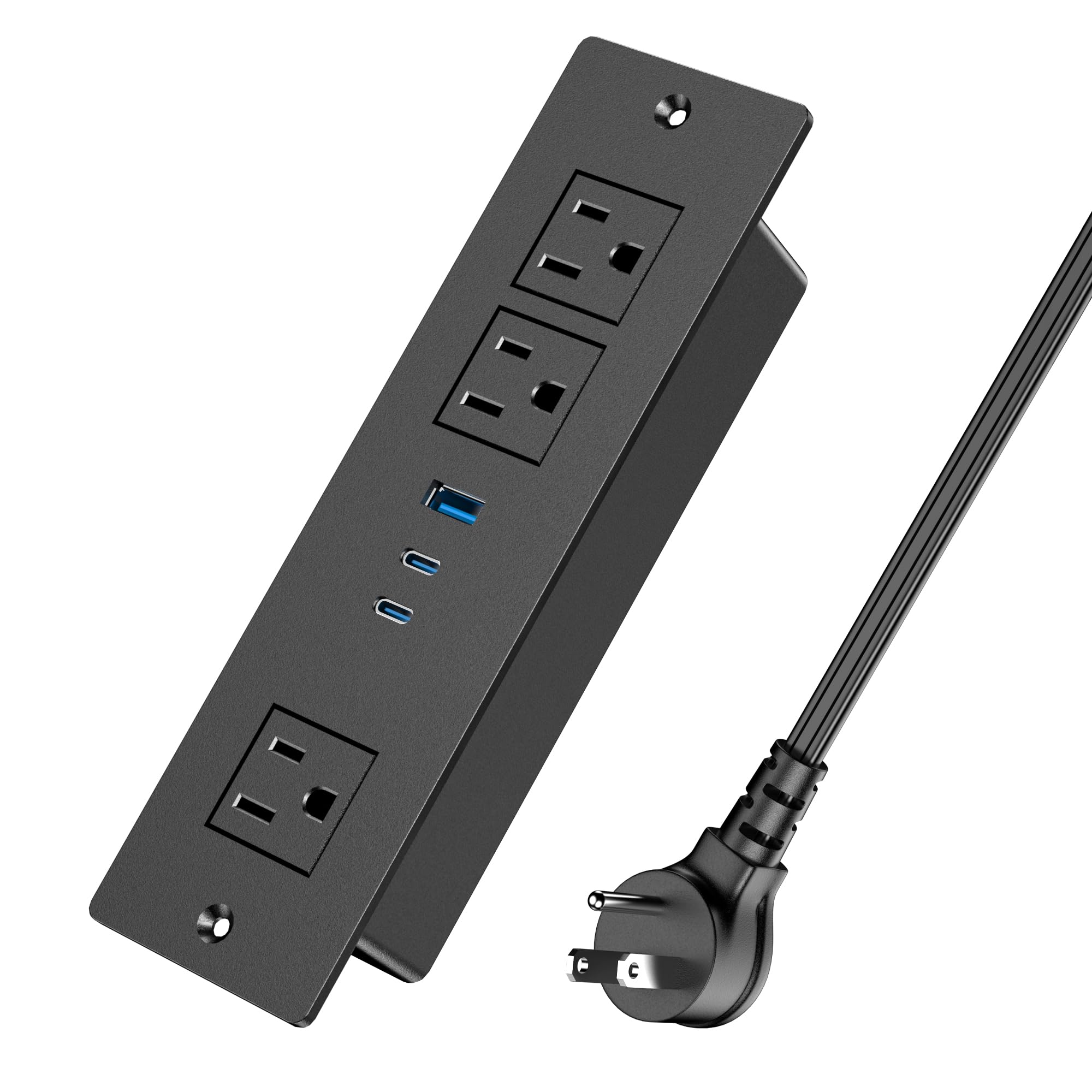Recessed Power Strip USB C, MAX 45W Power Delivery, Built in 3 Outlets ...