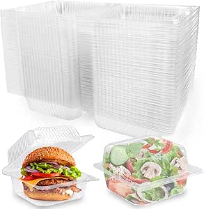 Amazon.com: 100 Pcs Clear Hinged Plastic Containers with Lids ...