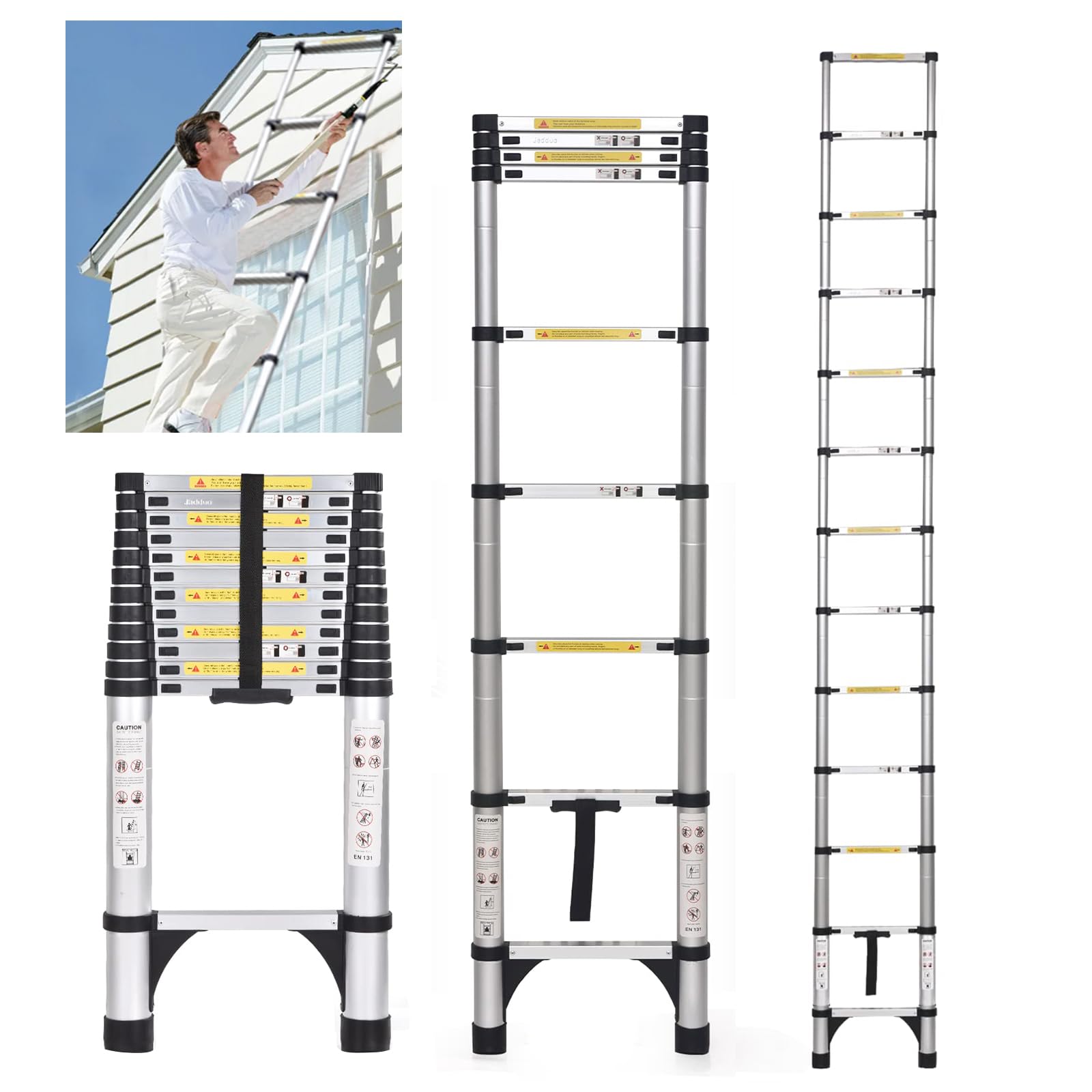 JADDUO Telescoping Ladder 20.3 FT Extension Ladder Aluminum Lightweight ...