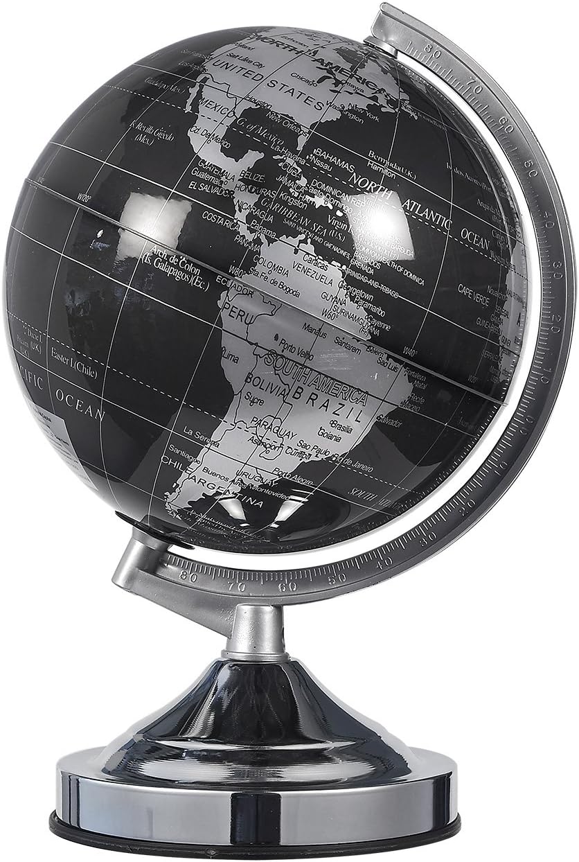 Amazon.com: Juvale World Globe - 8-Inch Black and Silver Political ...
