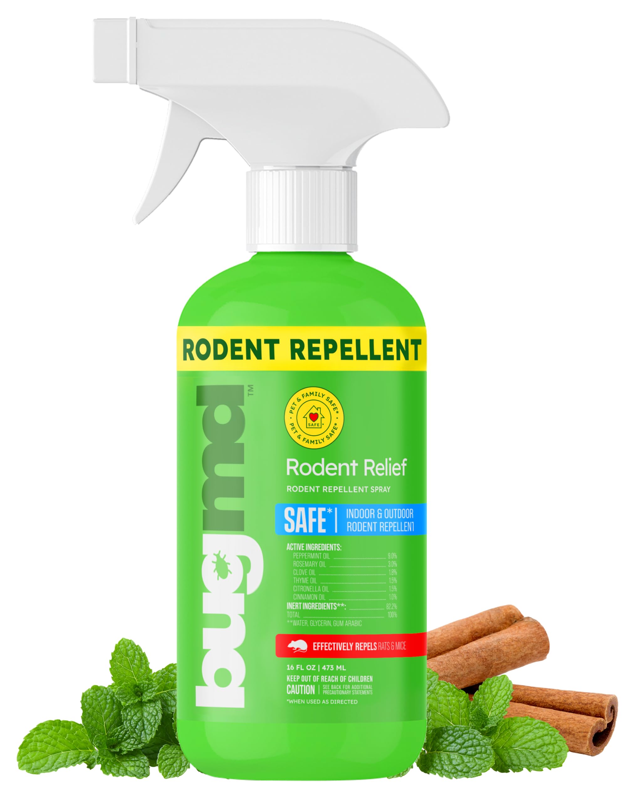 BugMD Peppermint Oil Spray for Rodents - 16oz Mouse Repellent & Rodent ...