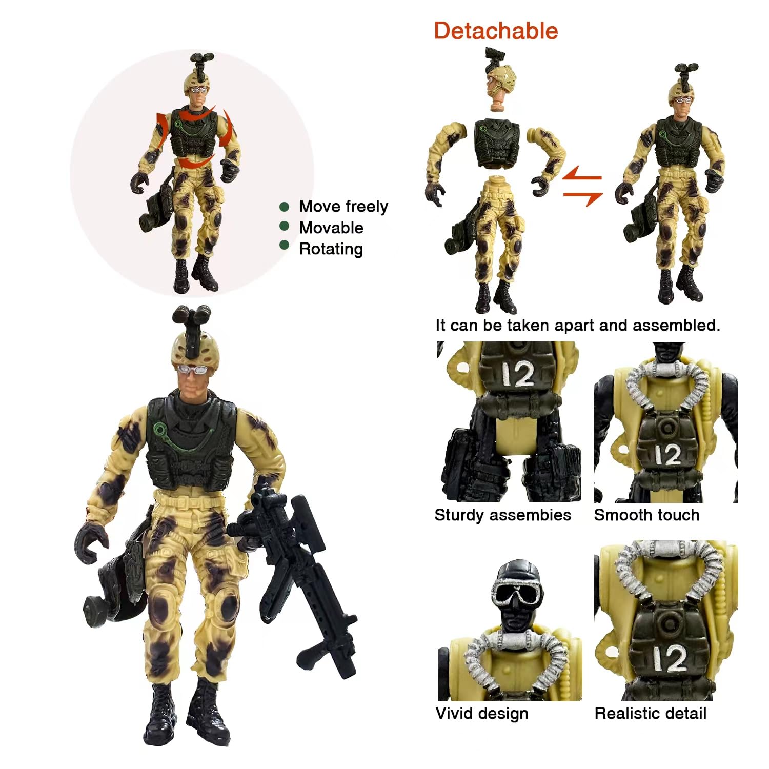 MQSTARSRISE Army Men Toy Soldiers,Army Men Action Figure Military ...