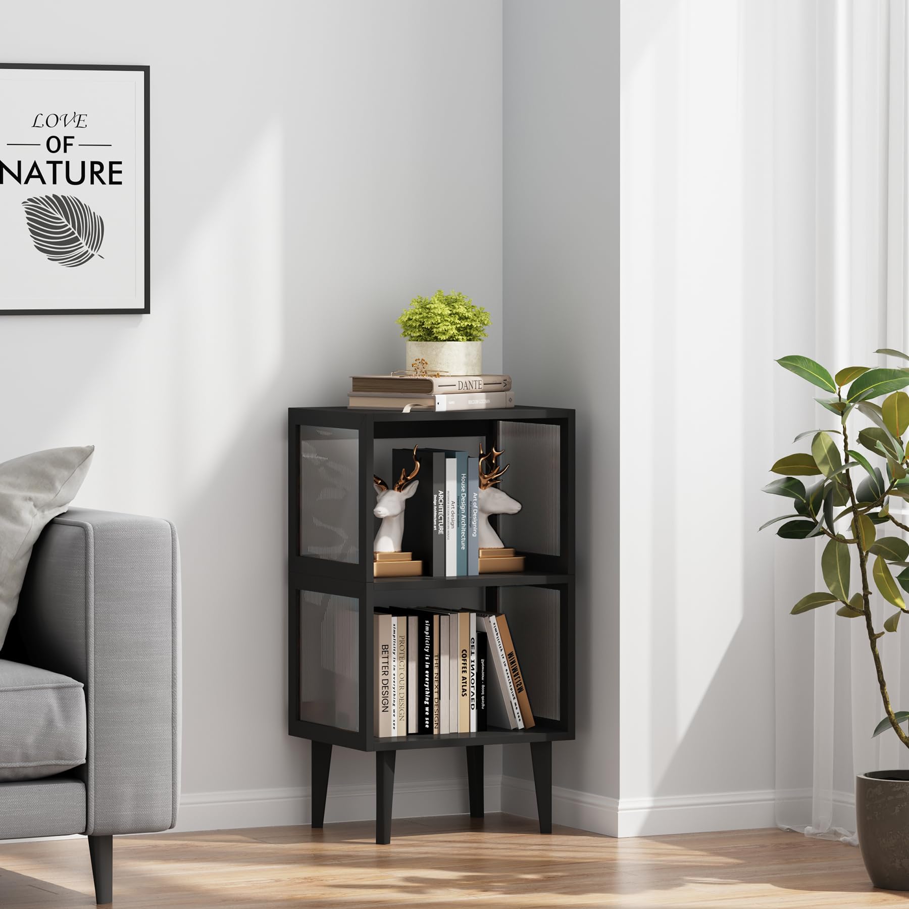 TUTOTAK 3 Tier Book Shelf, 3 Cube Bookcase, Bookshelf Storage Organizer ...