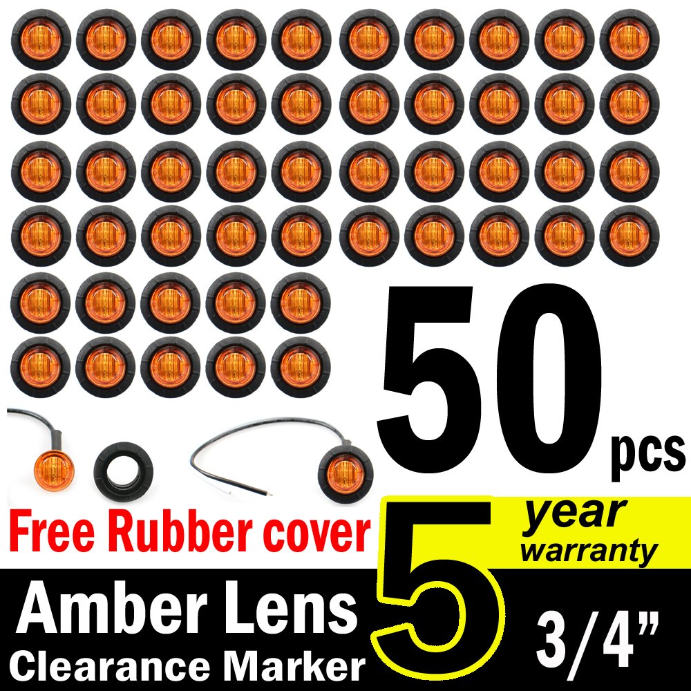 TMH 3/4-Inch Mount Amber LED Trailer Marker Lights, Pack of 50: Amazon ...