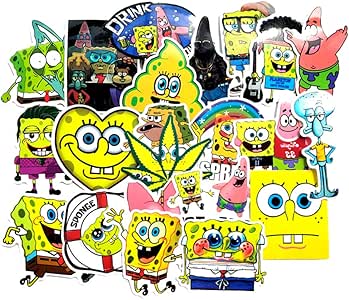 Amazon.com: Spongebob Laptop Stickers Vinyl Waterproof - 21 Pack Decals ...