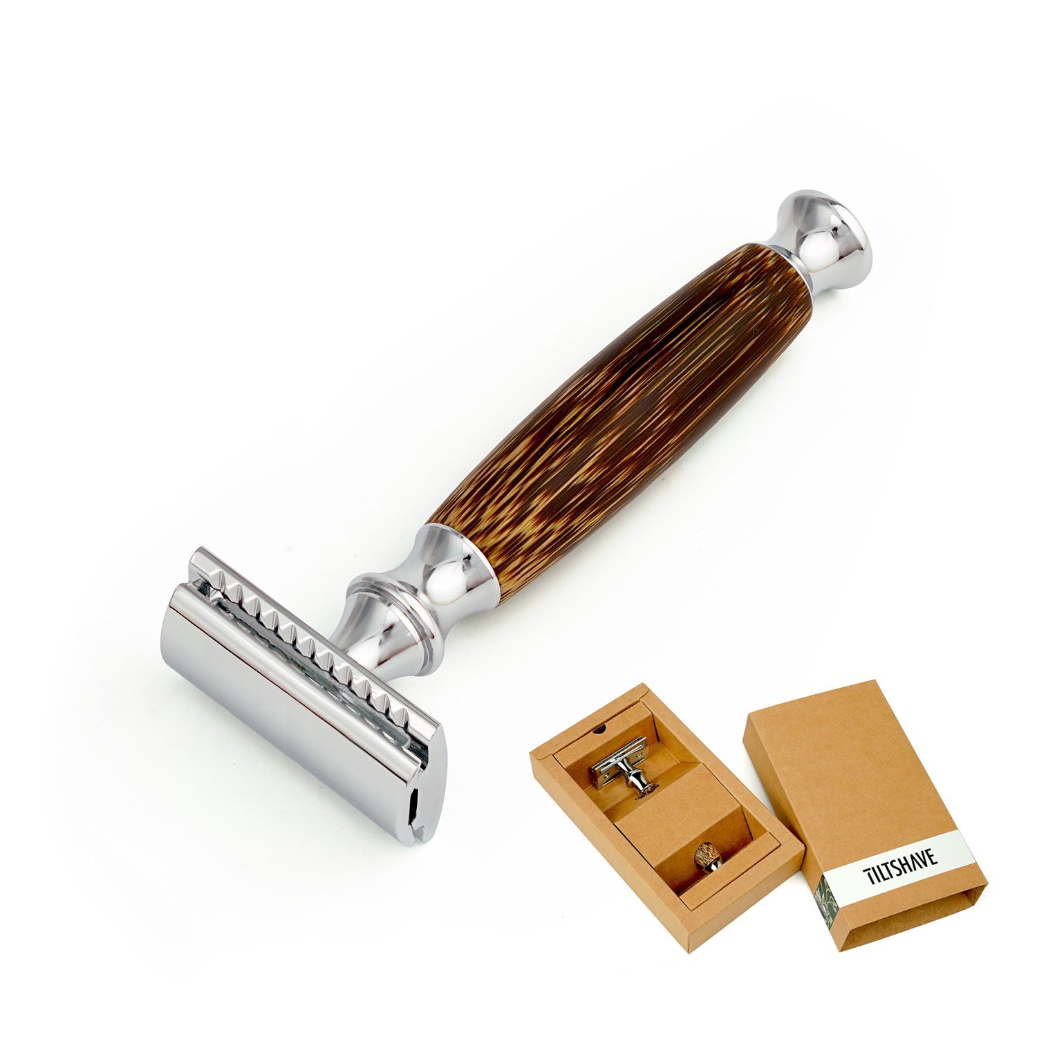 Rasierhobel, Nassrasierer mit geschlossenem Kamm & Griff aus Bambus ...