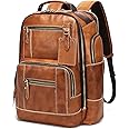 Amazon.com: LANNSYNE Vintage Genuine Leather Backpack for Men, 15.6 ...