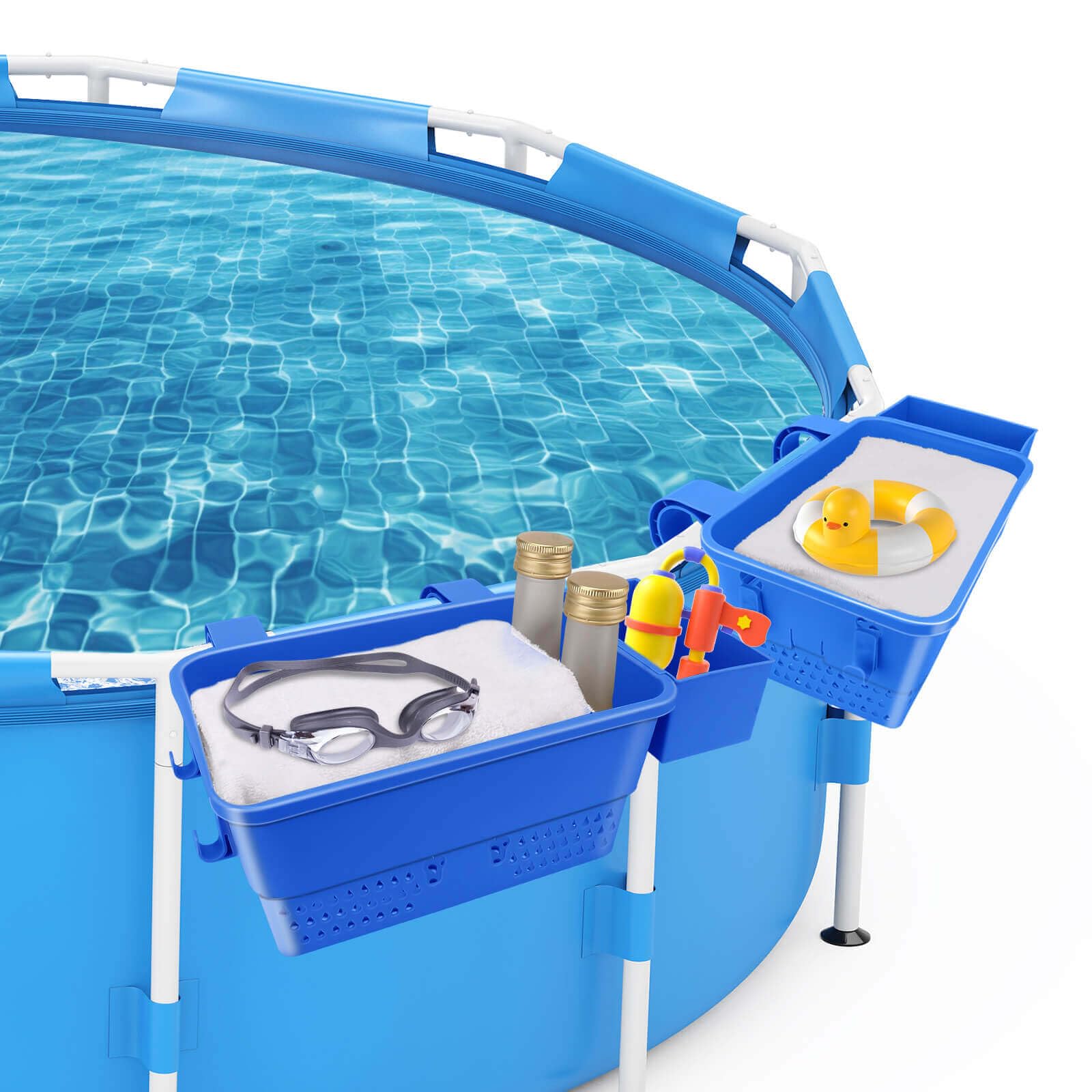 SUVIYA Poolside Storage Basket with Pool Cup Holder, Above Ground Pool ...