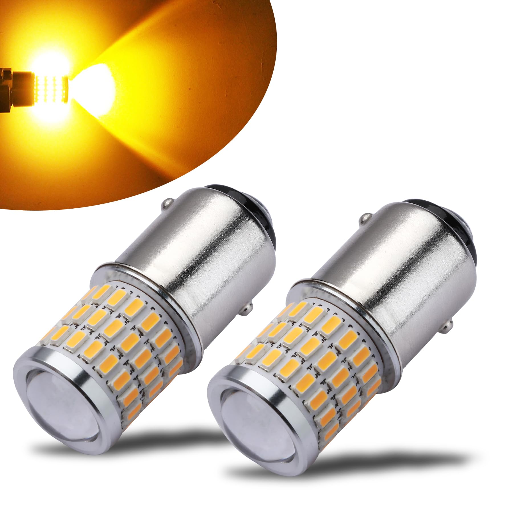 iBrightstar 1157 LED Bulb Amber Yellow, 2057 2357 7528 BAY15D Turn ...