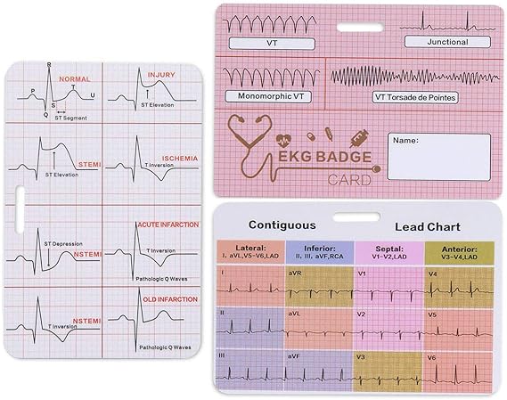 Lisol EKG Badge Card, Cardiac Badge Buddy ECG Rate Cards, Telemetry ...