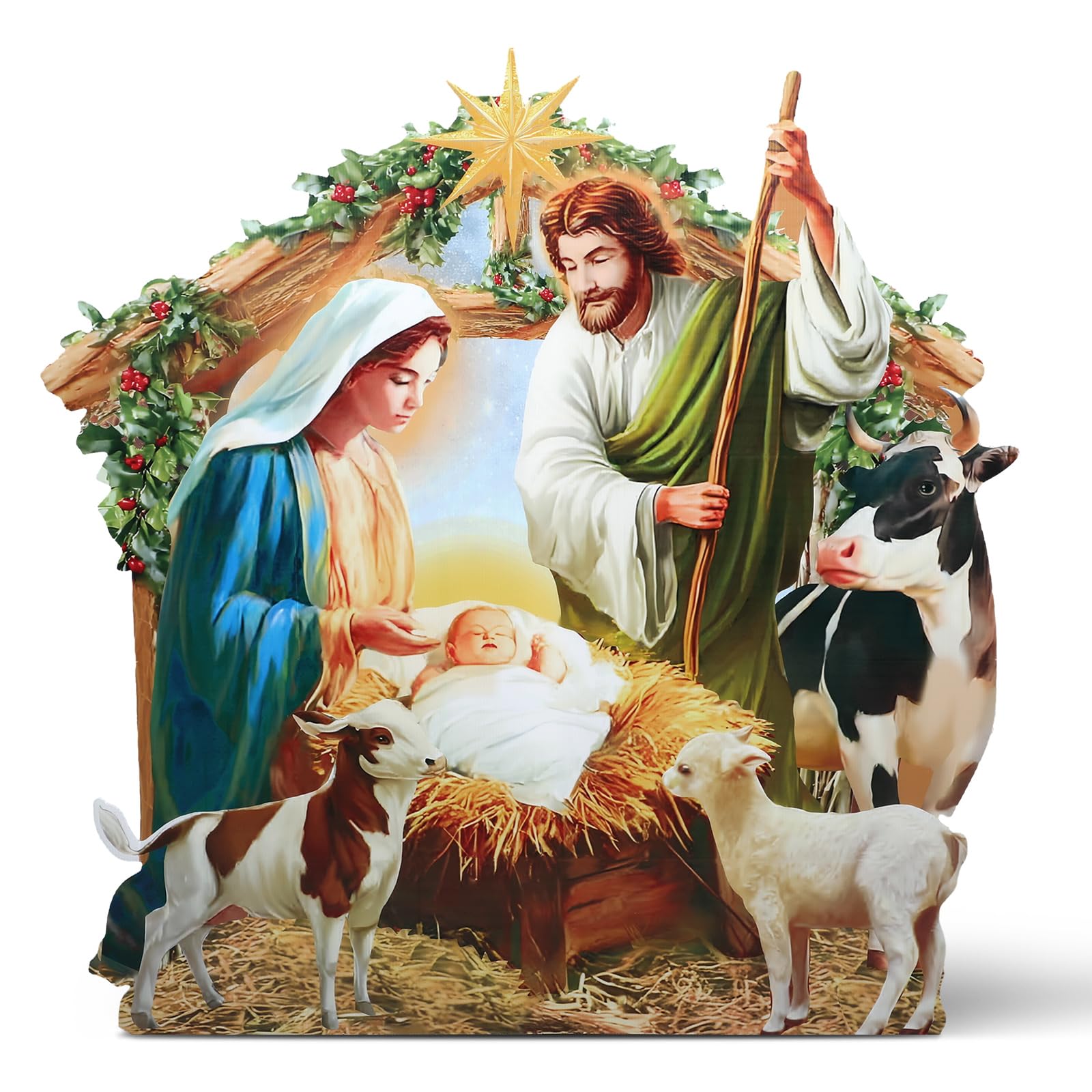 Colingmill 4 ft Christmas Nativity Scene Cardboard Cutout Stand up Life ...